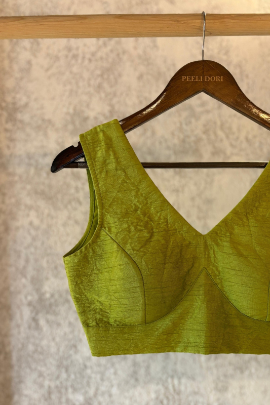 LIME MEENAKSHI SILK BLOUSE Peeli Dori